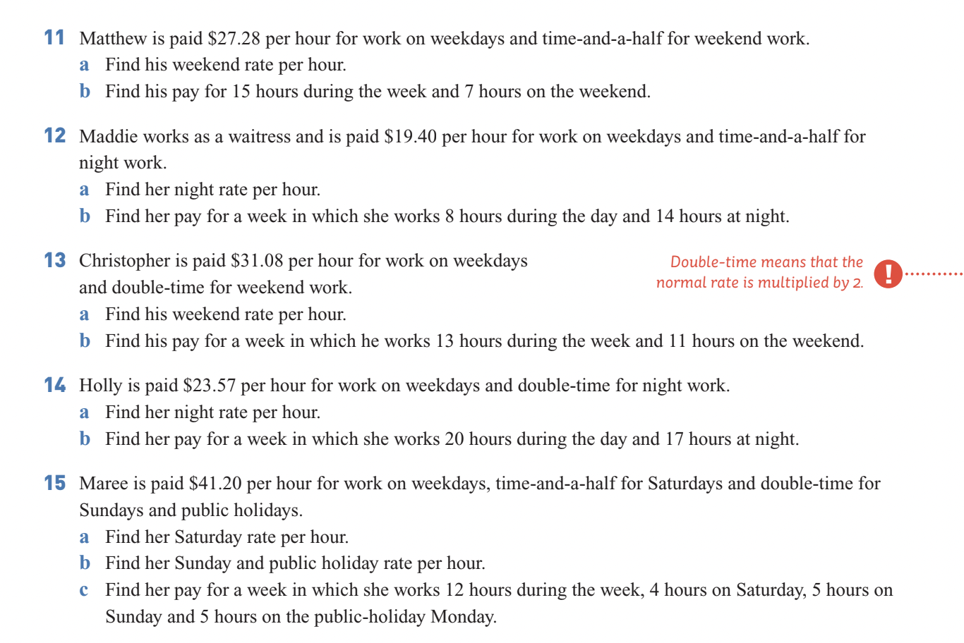10C2MAT24: Overtime, time and a half and double time | MHOL